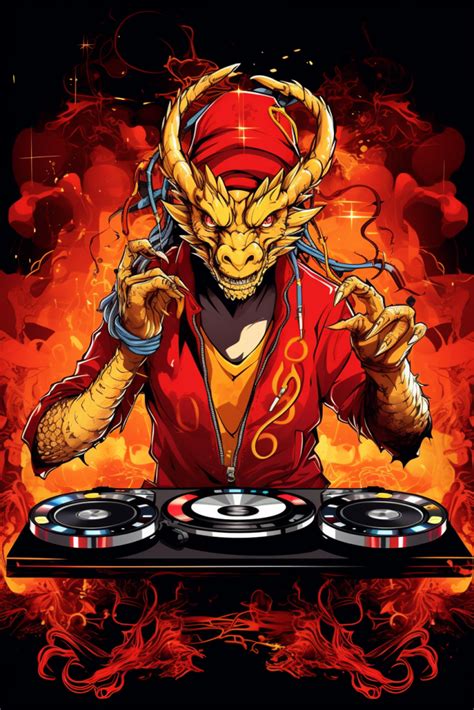 酷炫潮流卡通龙年dj打碟形象插画设计素材 酷炫潮流卡通龙年dj打碟形象插画设计模板下载 设图网