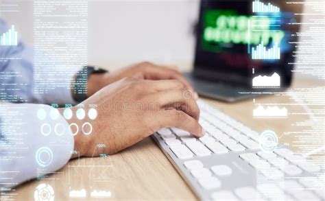 Laptop Hologram And Hands Of Business Person In Office For Networking Website Ui And Digital