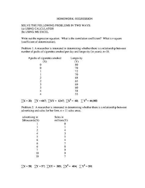 HWregression Homework STA 2000 Baruch College Studocu