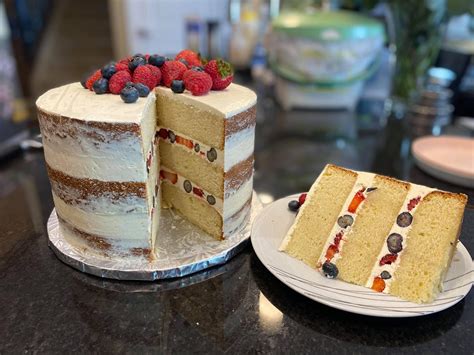 Homemade Fresh Berry Vanialla Naked Cake R Food