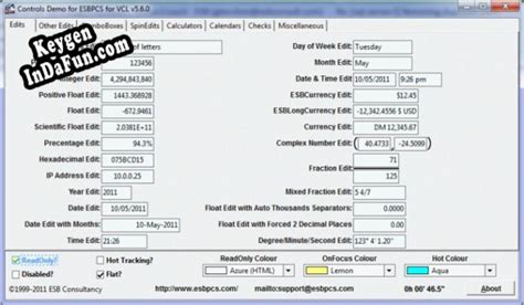 registration key for the program esbpcs for vcl components and