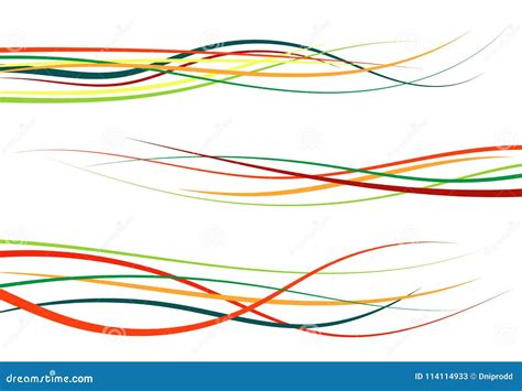 Set Of Abstract Color Curved Lines Stock Vector Illustration Of
