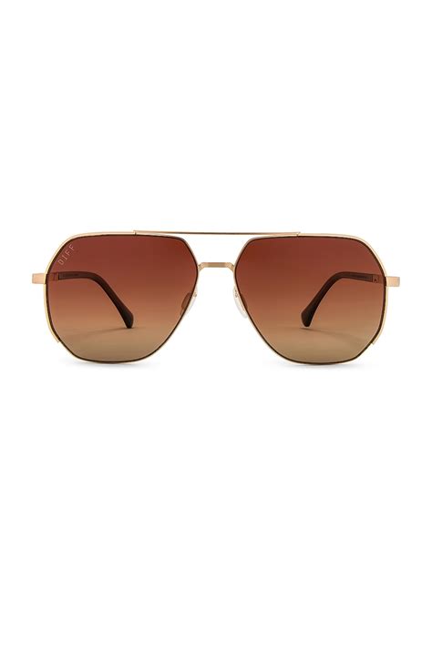 Diff Eyewear Monaco In Brushed Gold And Terracotta Gradient Polarized