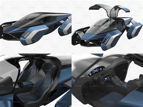 飞行汽车（带内饰） 科幻汽车模型 科幻车模型库 Fbxfbx模型下载 Cg模型网