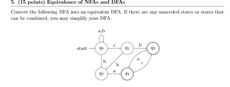 Solved 5 15 Points Equivalence Of Nfas And Dfas Convert