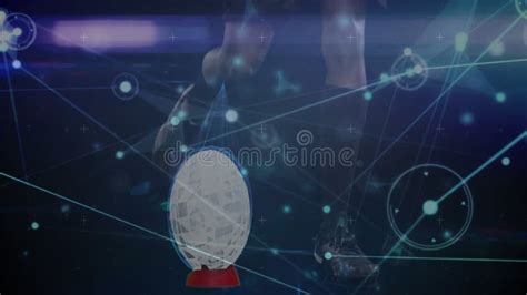 Animation Of Network Of Connections And Data Processing Over Rugby Player Stock Video Video Of