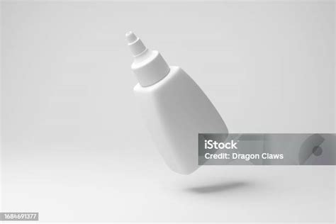 흰색 접착 접착제 병은 단색과 미니멀리즘의 흰색 배경에 공중에 떠 있습니다 예술과 수리의 개념에 대한 삽화 0명에 대한 스톡 사진 및 기타 이미지 Istock