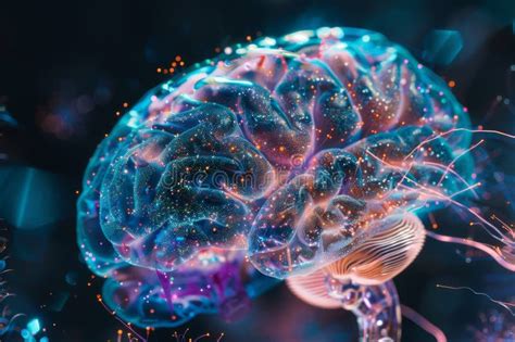 Exploring The Vibrant Connections Of A Neural Network In A Cosmic Brain Landscape Stock Image