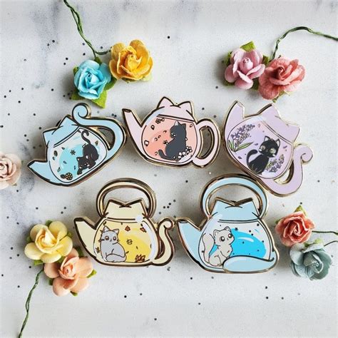 Kit-Tea Pins | Etsy | Tea pins, Enamel pin collection, Enamel pins