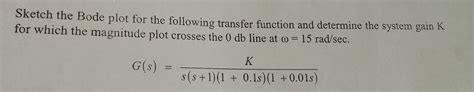 Solved Sketch The Bode Plot For The Following Transfer Chegg