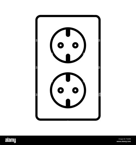 Socket Line Icon Isolated On White Background Outline Thin Electrical Outlet Connection Vector
