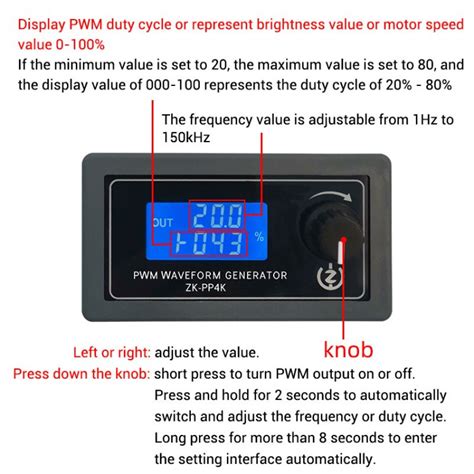 ZK PP4K PWM Pulse Generator PWM Waveform Generator 1Hz 150KHz W LCD Display For Lighting LED