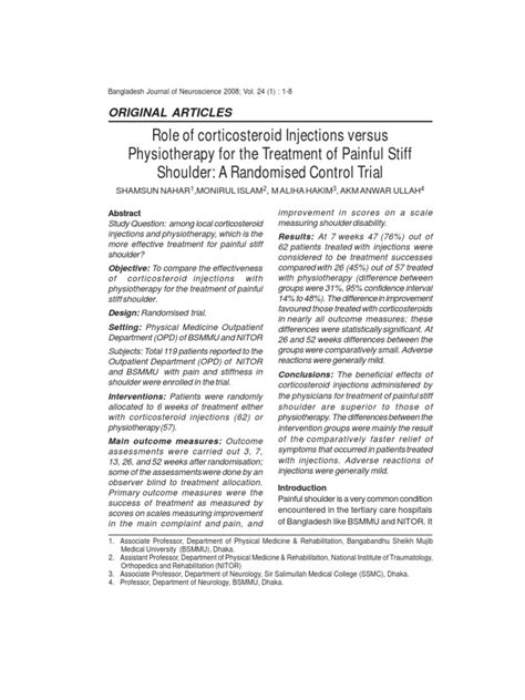 Pdf Role Of Corticosteroid Injections Versus Physioterapy For The
