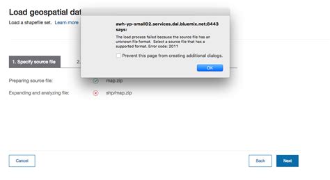 Error When Loading Shapefiles Into Ibm Bluemix Dashdb Geographic