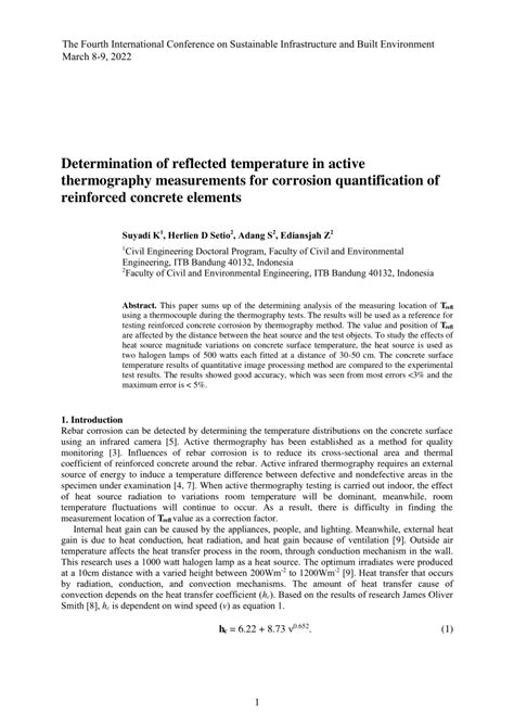 Pdf Determination Of Reflected Temperature In Active Thermography Measurements For Corrosion