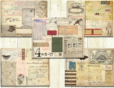 Vintage Ephemera Collage Papers Printable Journal Papers Etsy
