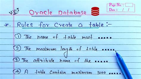 Rules For Create A Table In Oracle Database Learn Coding Youtube