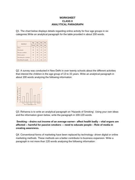 Class 10 Analytical Paragraph Worksheet Pdf