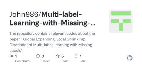 Github John986multi Label Learning With Missing Labels The
