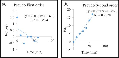 a pseudo first order and b pseudo second order models or dr31 dye