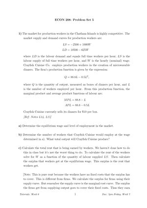 PS Problem Set MICRO ECONOMICS Problem Set MICRO ECONOMICS Problem Set MICRO ECON