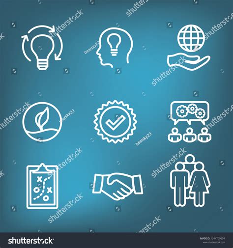 Core Values Outline Line Icon Conveying Stock Vector Royalty Free 1244709634