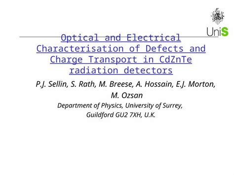 Ppt Optical And Electrical Characterisation Of Defects And Charge