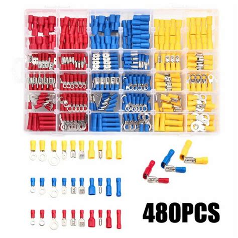 Electrical Connectors Electrical Wire Terminals 480pc Spade Connector Set Insulated Terminal