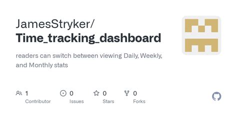 Github Jamesstryker Time Tracking Dashboard Readers Can Switch Between Viewing Daily Weekly
