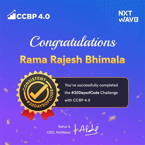 Rama Rajesh Bhimala On Linkedin Nxtwave 30daysofcodechallenge