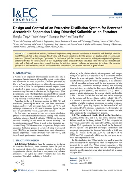 Pdf 3 3 Extractive Distillation System For Benzene Acetonitrile Separation Pdf Dokumen Tips