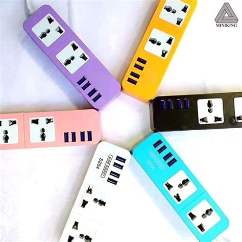 Universal Extension Power Socket With 2 Power Socket 4 Usb Hub Cord