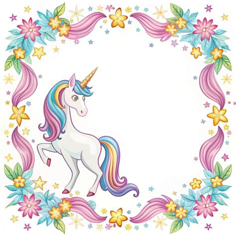 Premium Photo Unicorn Border Design Picture In White Background 4k Hd