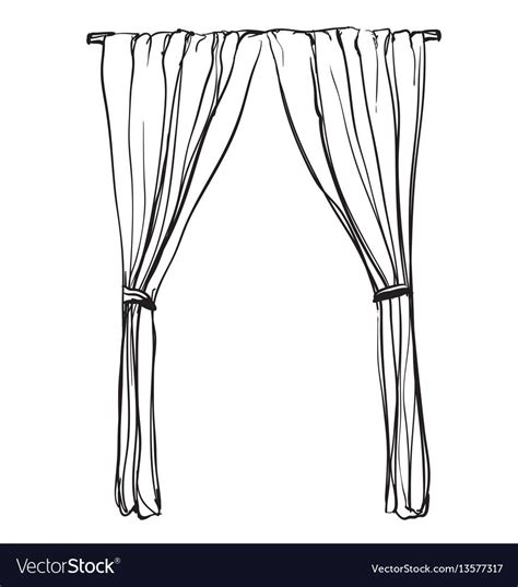 Curtains Sketch Interior Illustration