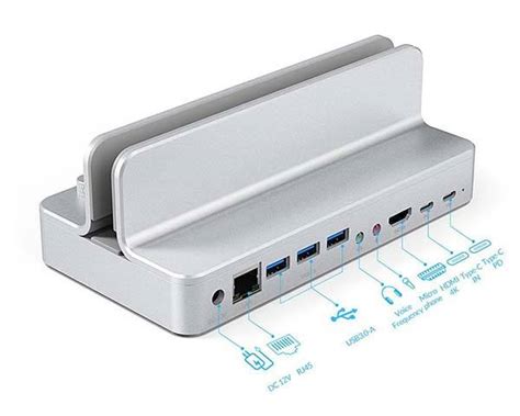 The Orico Aluminum USB C Docking Station With Integrated Vertical Laptop Stand Gadgetsin