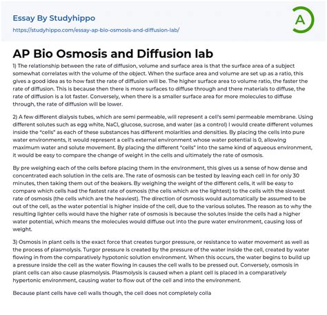 AP Bio Osmosis And Diffusion Lab Essay Example StudyHippo Com