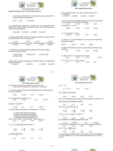 math mock exam pdf