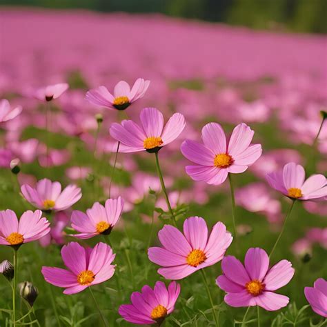 Premium Photo A Field Of Purple Flowers With A Yellow Center And A
