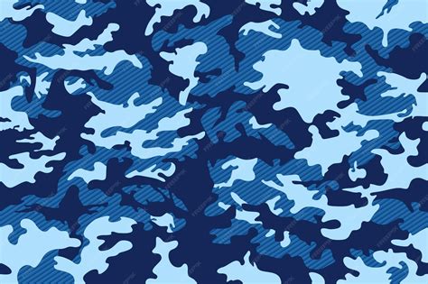 Seamless Blue Camouflage Pattern With A Blue Background Premium Vector