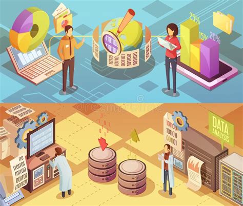 Data Analysis Vertical Banners Set Stock Vector Illustration Of