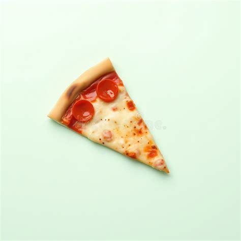 A Slice Of Deep Dish Pizza On A Pastel Seafoam Green Background Stock Illustration