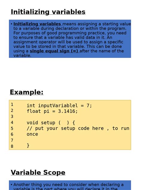 Initializing Variables Pdf Variable Computer Science Scope