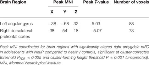 Right Amygdala Rsfc Network In Adolescents With Neup Download
