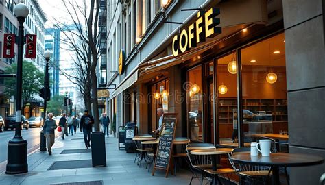 Outdoor Cafe In City Street Sidewalk Cafe Urban Dining City Life