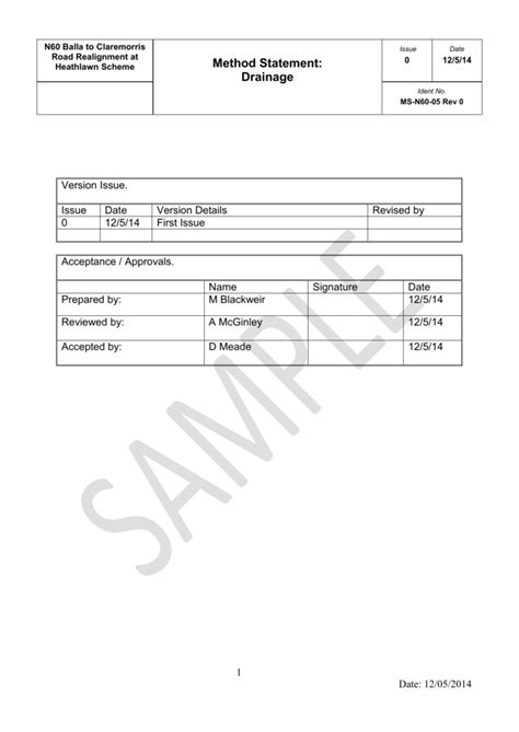Method Statement Drainage