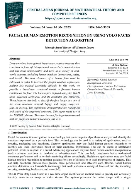 Pdf Facial Human Emotion Recognition By Using Yolo Faces Detection