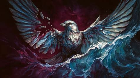 Bird Emerges From Powerful Waves With Wings Spread Wide Showcasing