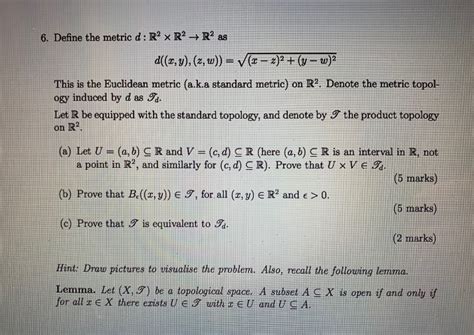 solved 6 define the metric d r2 x r2 r2 as d{ 2 3