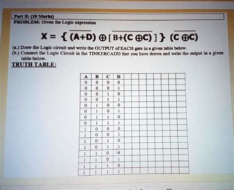 SOLVED Part B Marks Problem Given The Logic Expression X A D B C C A Draw The