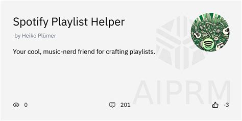 Gpt Spotify Playlist Helper By Heiko Plümer Aiprm For Chatgpt